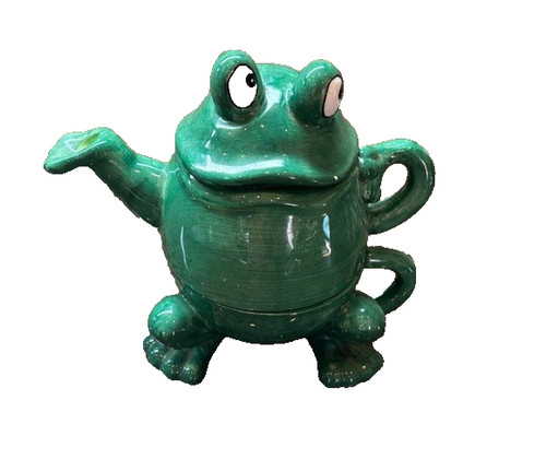 Vintage GANZ Bella Casa 8” Green Frog Tea Pot Set 3 Pieces - Cup Teapot ...