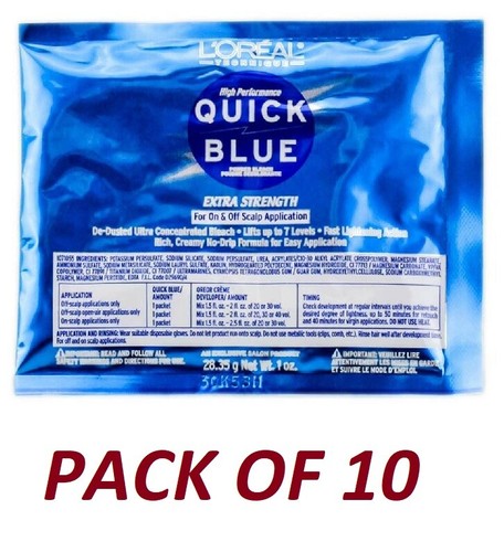 Loreal Quick Blue Powder Bleach Packets 1 oz - Pack of 10 795871089246 ...