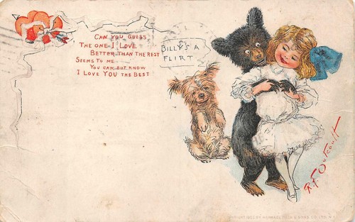 VALENTINE HOLIDAY BEAR HUG R.F. OUTCAULT ARTIST SIGNED POSTCARD 1907 | eBay
