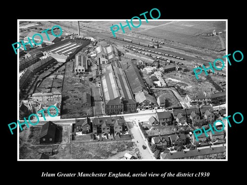 OLD 8x6 HISTORIC PHOTO IRLAM MANCHESTER ENGLAND DISTRICT AERIAL VIEW ...