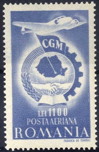 ROMANIA 1947 CGM LABOUR WORKERS UNION FLAGS + PLANE MNH, OG | eBay