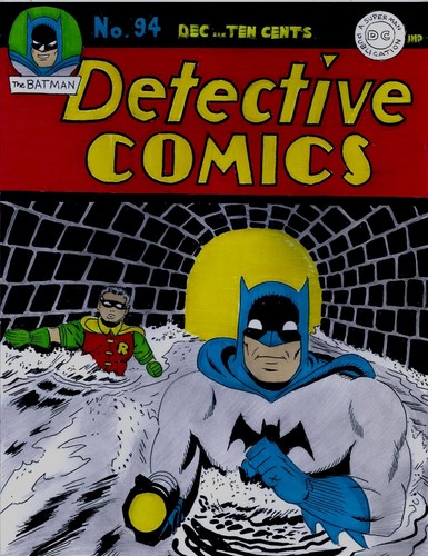DETECTIVE COMICS # 94 COVER RECREATION 1944 BATMAN ORIGINAL COMIC ART ...