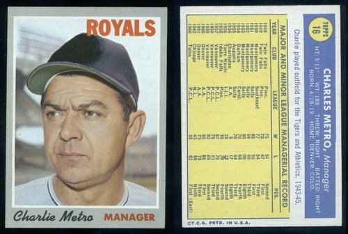 (63991) 1970 Topps 16 Charlie Metro Royals-NM | eBay