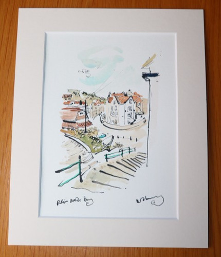 David Kearney watercolour/pen Robin Hood's bay (A5for8"x10"frame)Mount ...
