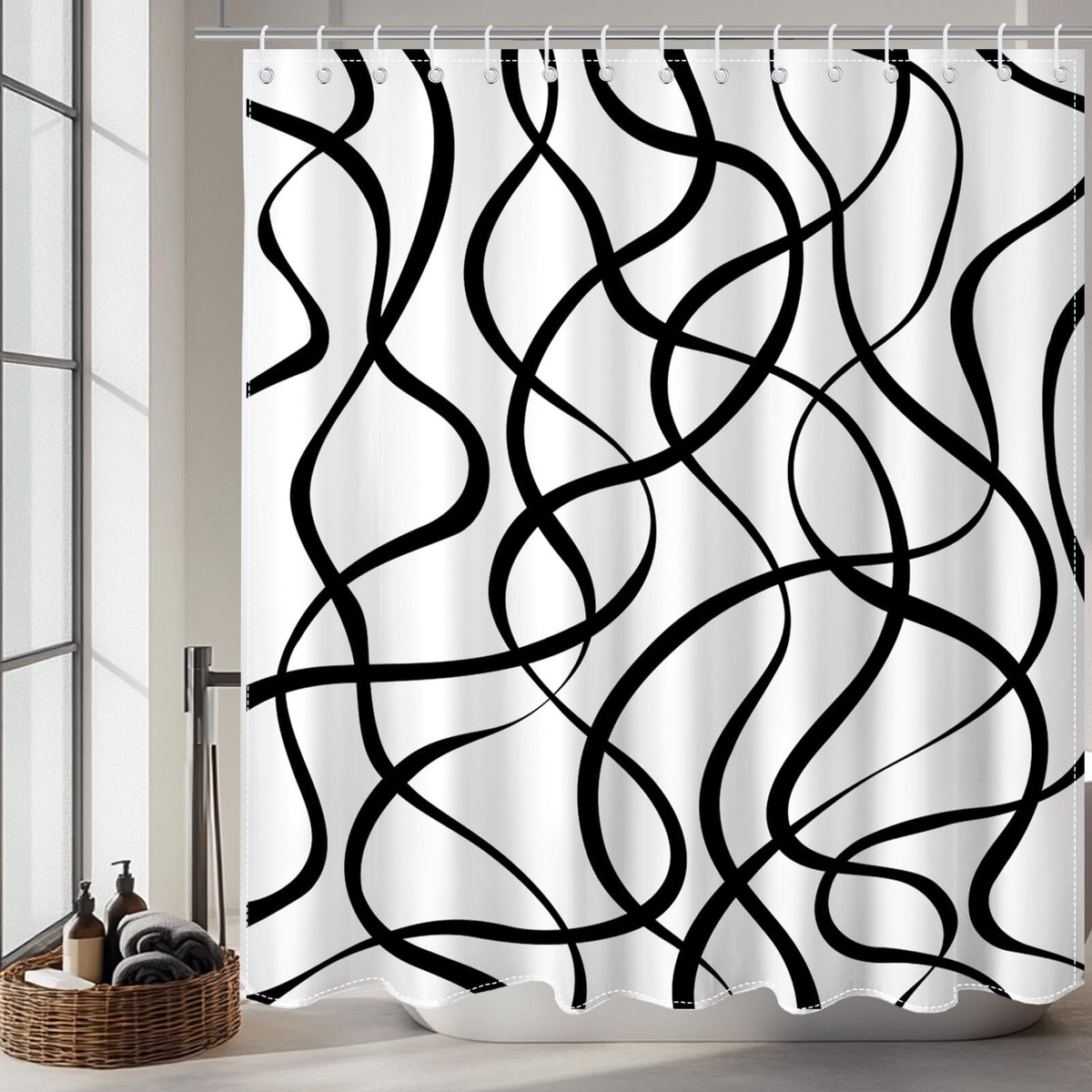 Cortinas De Ducha Abstractas En Color Dorado Y Negro Amazon.com: