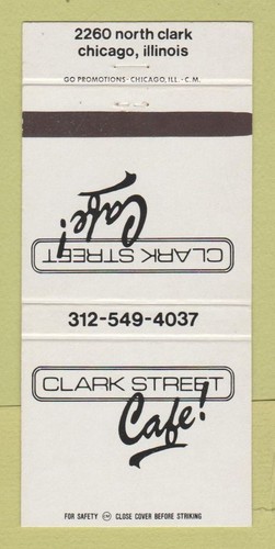 Matchbook Cover - Clark Street Cafe Chicago IL 30 Strike | eBay