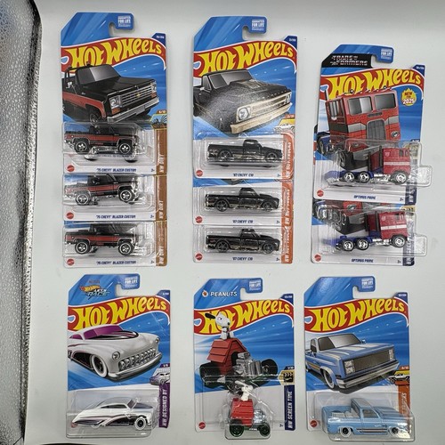 Hot Wheels Lot ‘83 Chevy Silverado Blue Optimus Prime Snoopy Blazer ...