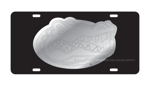 UF UNIVERSITY OF FLORIDA Gators Black Mirrored License Plate / Car Tag ...