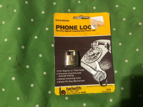 Vintage belwith rotary phone lock solid brass newon card | eBay