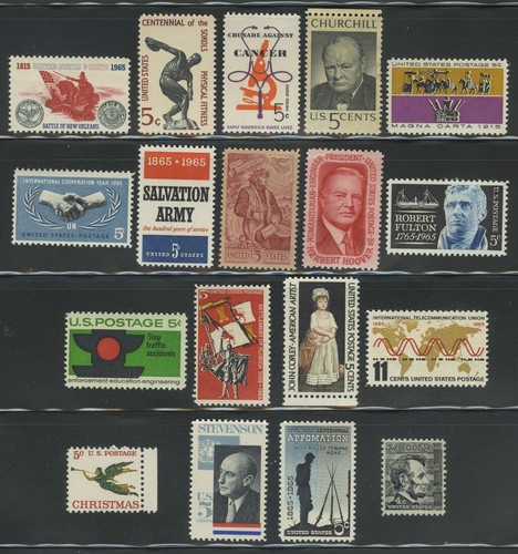 US 1965 Commemorative Stamp Year set + extra 4 c.Prominent American ...