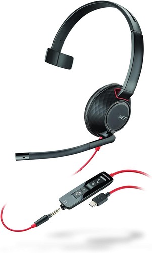 Plantronics Blackwire 5210 USB-C Headset - Wired, Single Ear Computer ...