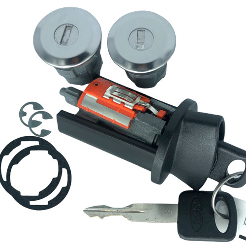 Ford Mazda Ignition Key Switch Cylinder Tumbler & Chrome Door Lock Set ...