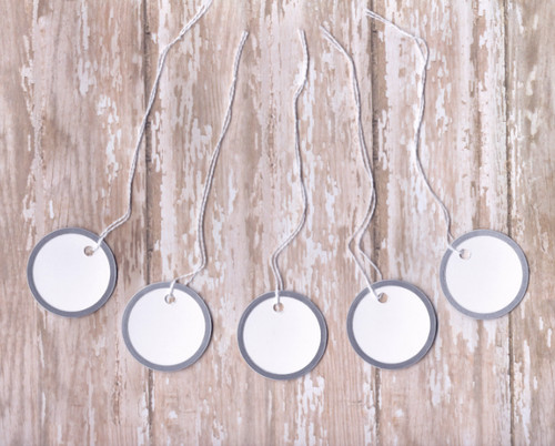 Silver Metal Rim Round 1-1/2" Gift Tags, 12 Gift Tags, Wedding Stamping ...