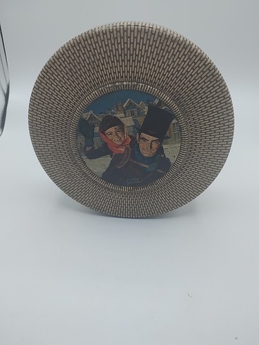 Christmas Carol Cookie Tin Woven Basket Print Tiny Tim Scrooge Charles ...