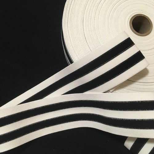 Non Roll Waistband Elastic Stripe Elastic 2-1/2" Black, White 5 yds # ...
