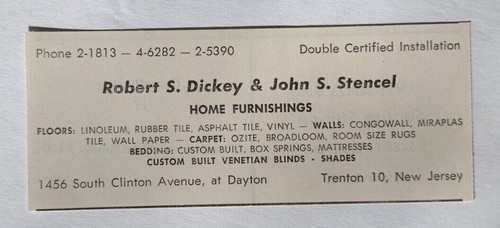 1951 Robert S. Dickey & John S. Stencel Home Furnishings Advertisement ...