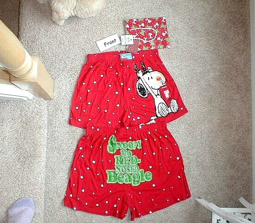 Peanuts Snoopy Christmas Boxer Shorts w/Gift Bag Red Nosed Beagle Mens ...