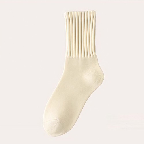 Womens Plush Thick Mid Tube Socks 20cm Solid Color Breathable ...