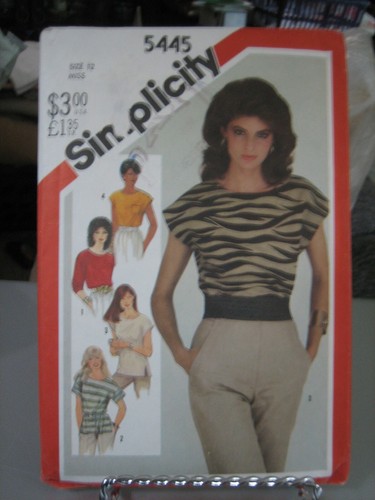 Simplicity 5445 Misses Pullover Tops Pattern - Size 12 Bust 34 Waist 26 ...