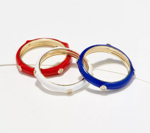 Diamonique Goldclad Sterling Silver 925 CZ Stackable Ring Set of 3 Size ...