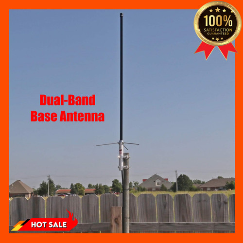Tram Dual Band Vertical Base Antenna UHF VHF High Gain Fiberglass Ham ...