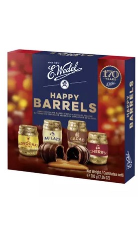 E. WEDEL Dark Chocolate happy barrels with Alcohol filling 200G barylki ...