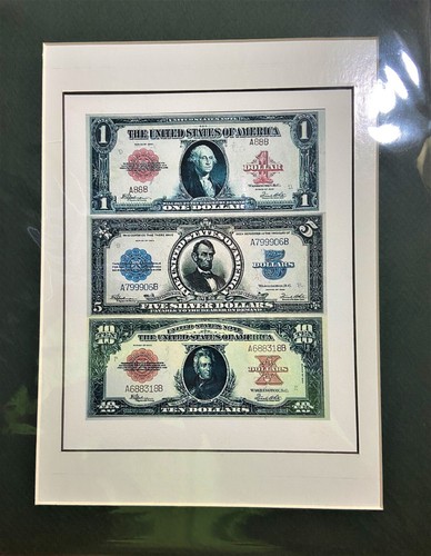 Prints of reproduction U.S. currency 11"x14" with mats. Paper Money ...