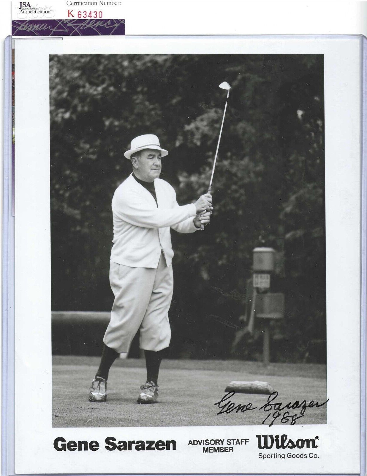 Gene Sarazen Autographed Memorabilia | Signed Photo, Jersey ...