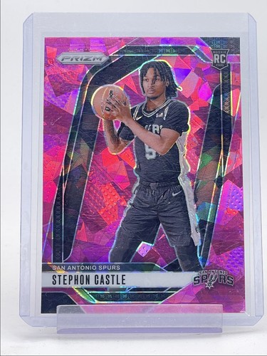 STEPHON CASTLE 2024-25 PRIZM ROOKIE PINK ICE SPURS CORNER ISSUE RC ...