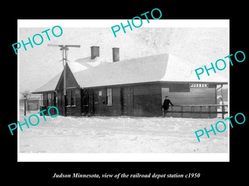 OLD POSTCARD SIZE PHOTO OF JUDSON MINNESOTA THE RAILROAD DEPOT STATION ...