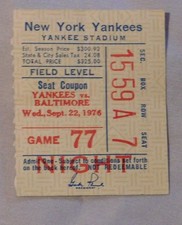 Baseball New York Yankees 1976 Vintage Sports Ticket Stubs for sale | eBay