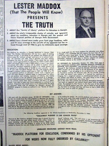 3 1966 Macon newspapers PRO-SEGREGATIONIST LESTER MADDOX RUNfor GEORGIA ...