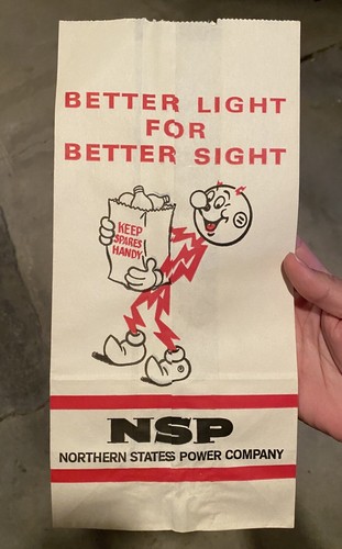 NSP REDDY KILOWATT PAPER HARDWARE BAG VINTAGE ADVERTISING WILLIE ...