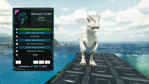 Ark Survival Ascended PVE * TOP STATS WHITE * Allo | Allosaurus 1948% ...
