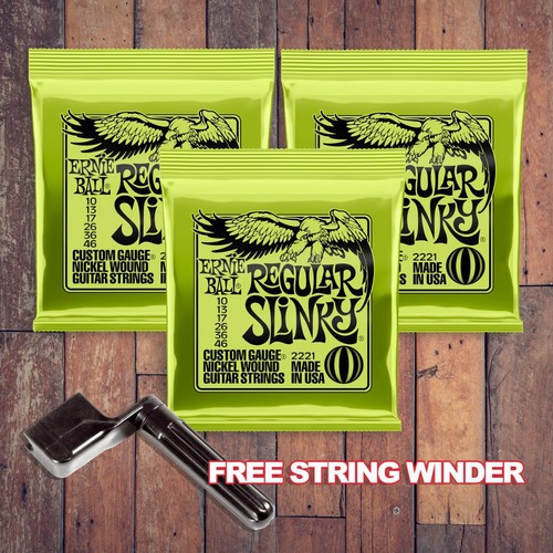 3 Sets of Ernie Ball Regular Slinky Electric Guitar Strings (10-46 ...