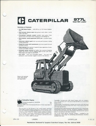 Equipment Brochure - Caterpillar - 977L Steel Mill Loader Old Photocopy ...