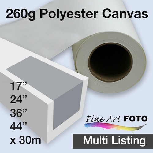 Matte Polyester Inkjet Canvas 260gsm x 30m rolls Sizes 17"- 44" *Free ...
