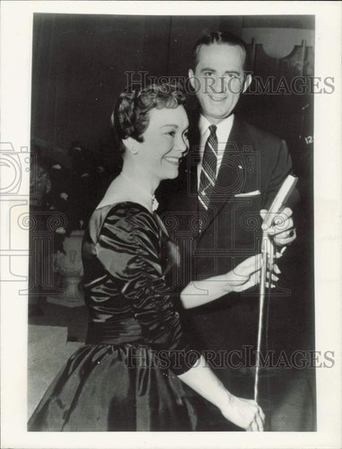 1960 Press Photo Texas Governor Robert Shivers and Jane Wyman on movie ...