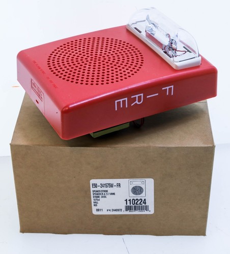 WHEELOCK E50 Series Fire Alarm Speaker Strobe Wall-Mount, Red 24V 15/75 ...