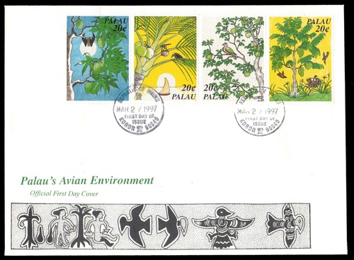 PALAU 426 - Native Birds of Palau "Drawings" First Day Cover (pb19395 ...