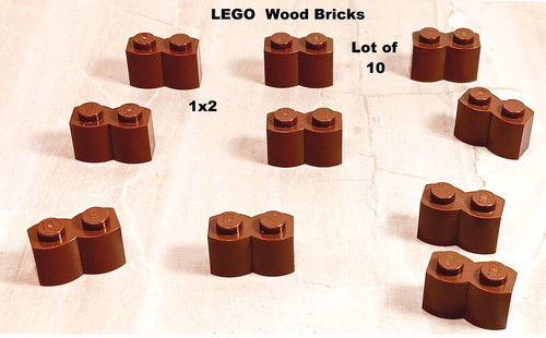 LEGO Wood Log Brick Wall LOT OF 10 Logs BROWN 1x2 Build Fort CABIN ...