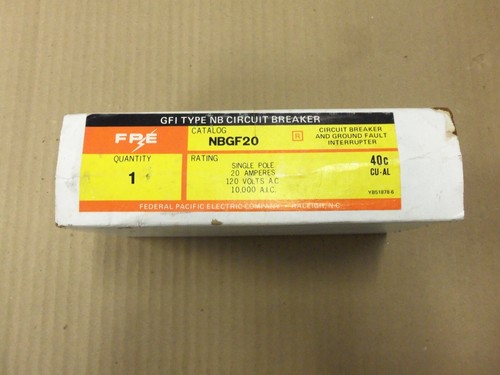 FPE FEDERAL PACIFIC ELECTRIC NB NBGF20 1 POLE 20 AMP GFI CIRCUIT ...