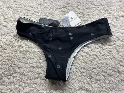 Volcom Cheeky Cheeks I Reversible Black White Swimsuit Bikini Bottom ...