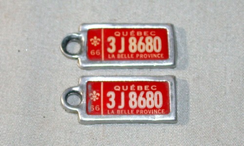 1966 Quebec Canada Set Pair of War Amps Mini License Plate Key-chain ...