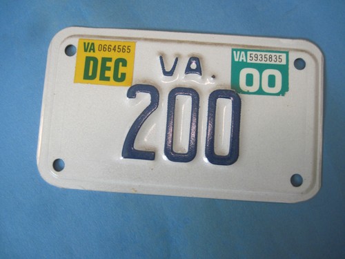 2000 Virginia motorcycle plate low #200 excellent | eBay