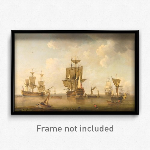 Charles Brooking (attributed ) - Men of War in Harbour Print 11x17 Art ...