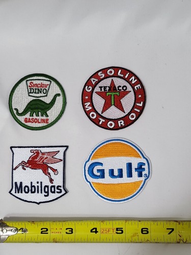 New-4 Different Retro Gas Patches-Sinclair, Texaco, Mobilgas & Gulf | eBay
