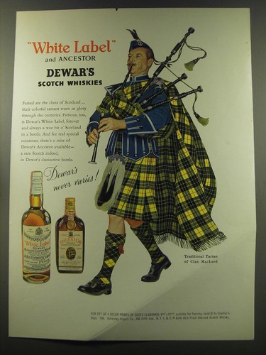 1960 Dewar's Scotch Ad - Traditional Tartan of Clan MacLeod | eBay