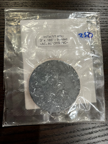 Sputtering Target, InTe 1/1 at%, 3" x 0.185, bonded to copper backing ...
