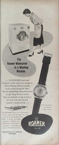 Roamer Advertisement 1 Page 1955 Watch Rw Original Swiss Made Washing ...